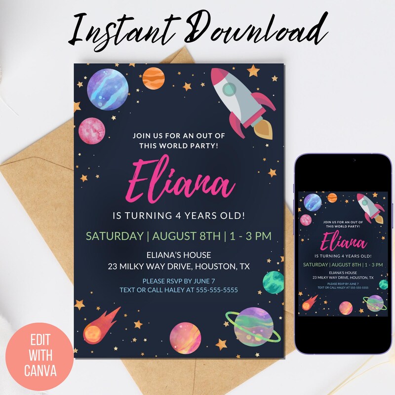 Solar System Invite - Etsy