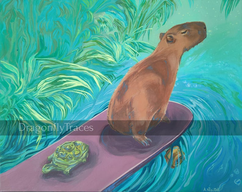 Capibara Painting, Poster, Illustration. - Etsy