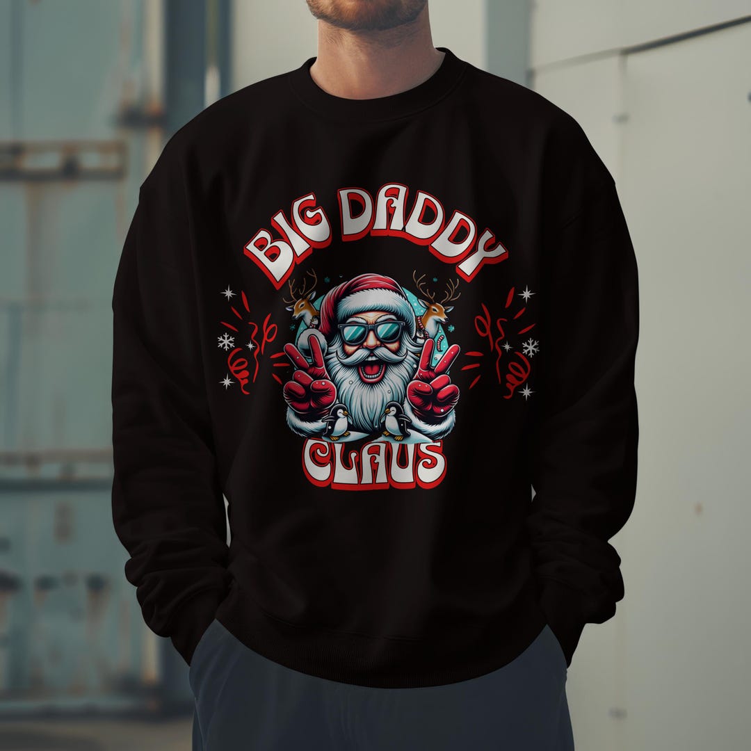 Big Daddy Claus Clipart – Santa With Reindeer & Penguins (instant ...
