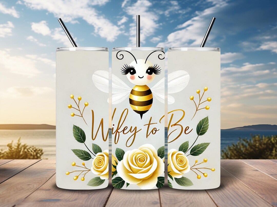 Wifey to Be Bee Clipart - Cute Cartoon Bee With Yellow Roses - Instant ...