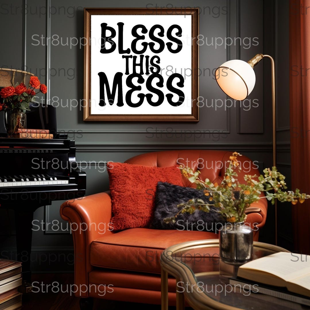 BLESS THIS MESS Clipart - Playful Black and White Design for Home Decor ...