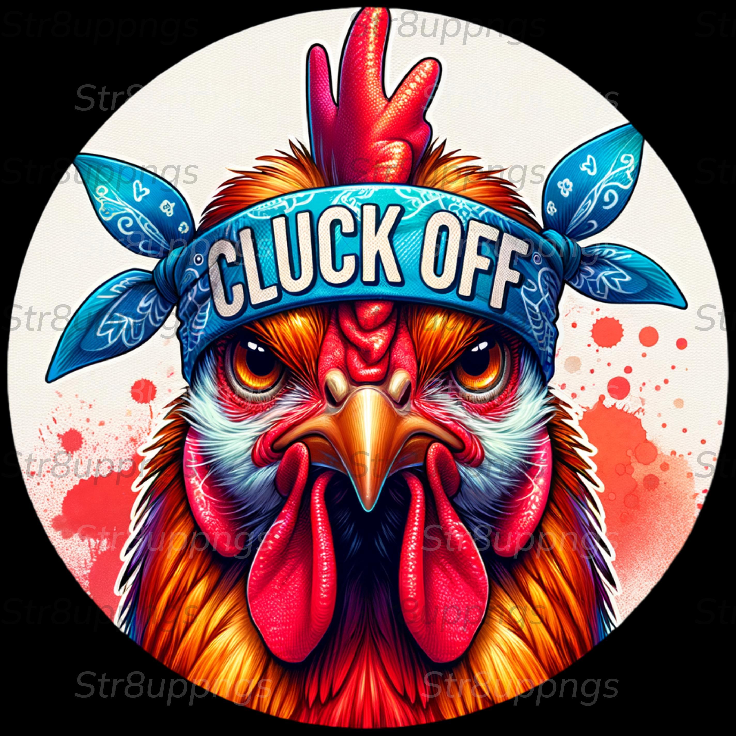 Cluck off Rooster Head Clipart: Bandana Illustration (digital Download ...