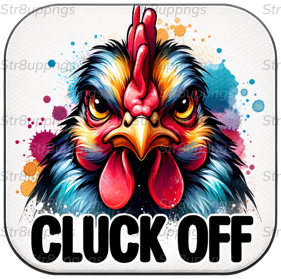 Cluck off Tumbler ~ Vibrant Rooster Head Clipart - Edgy Cluck off ...