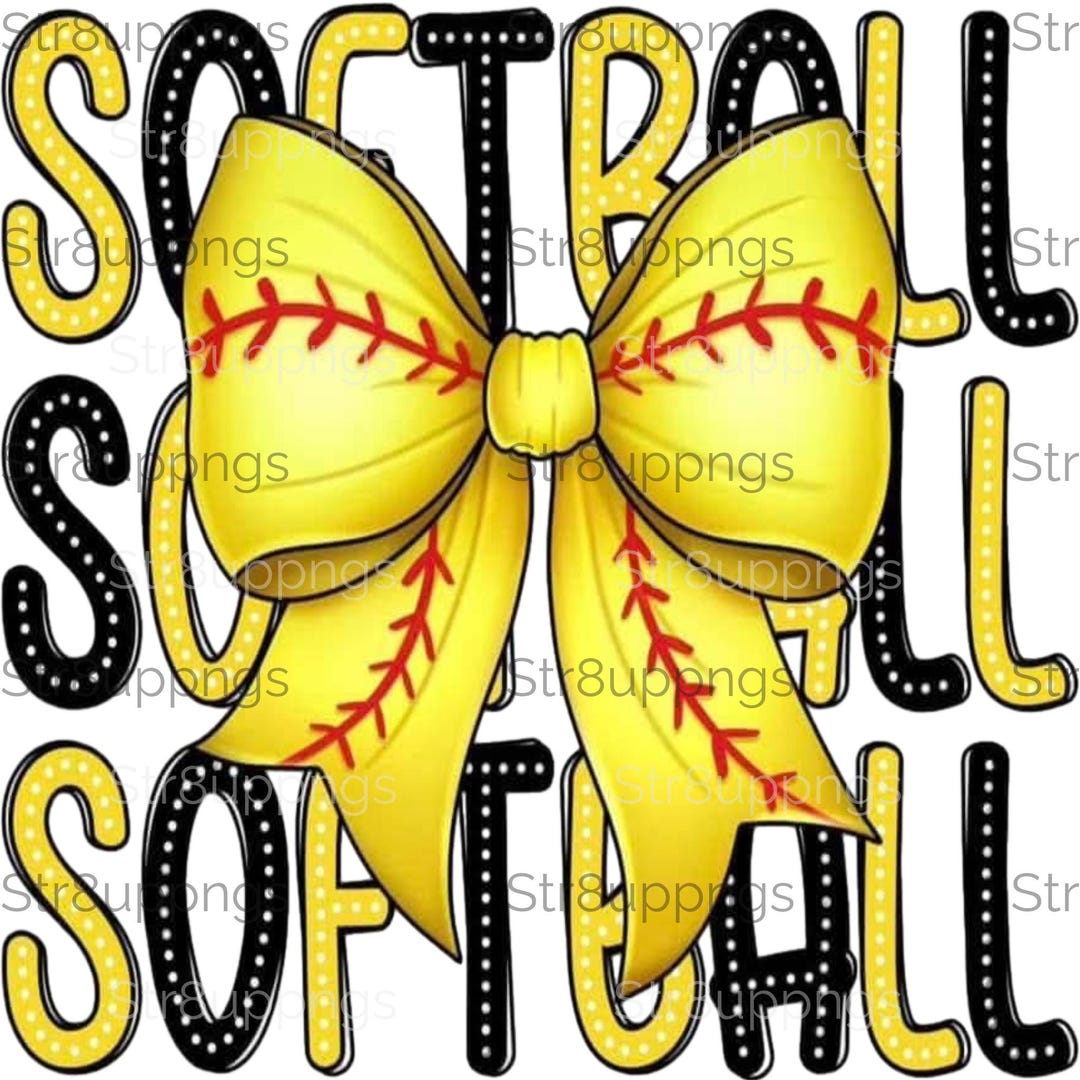 Vibrant Softball Clipart With Bold SOFTBALL Design and Glossy Yellow ...