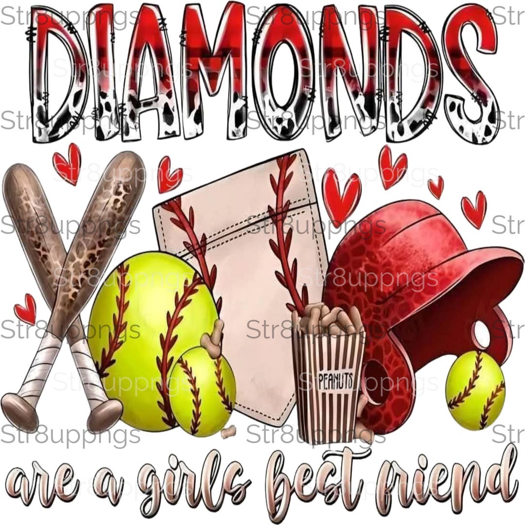 Colorful Softball Clipart: Diamonds, Bats, Helmet (instant Download) - Etsy