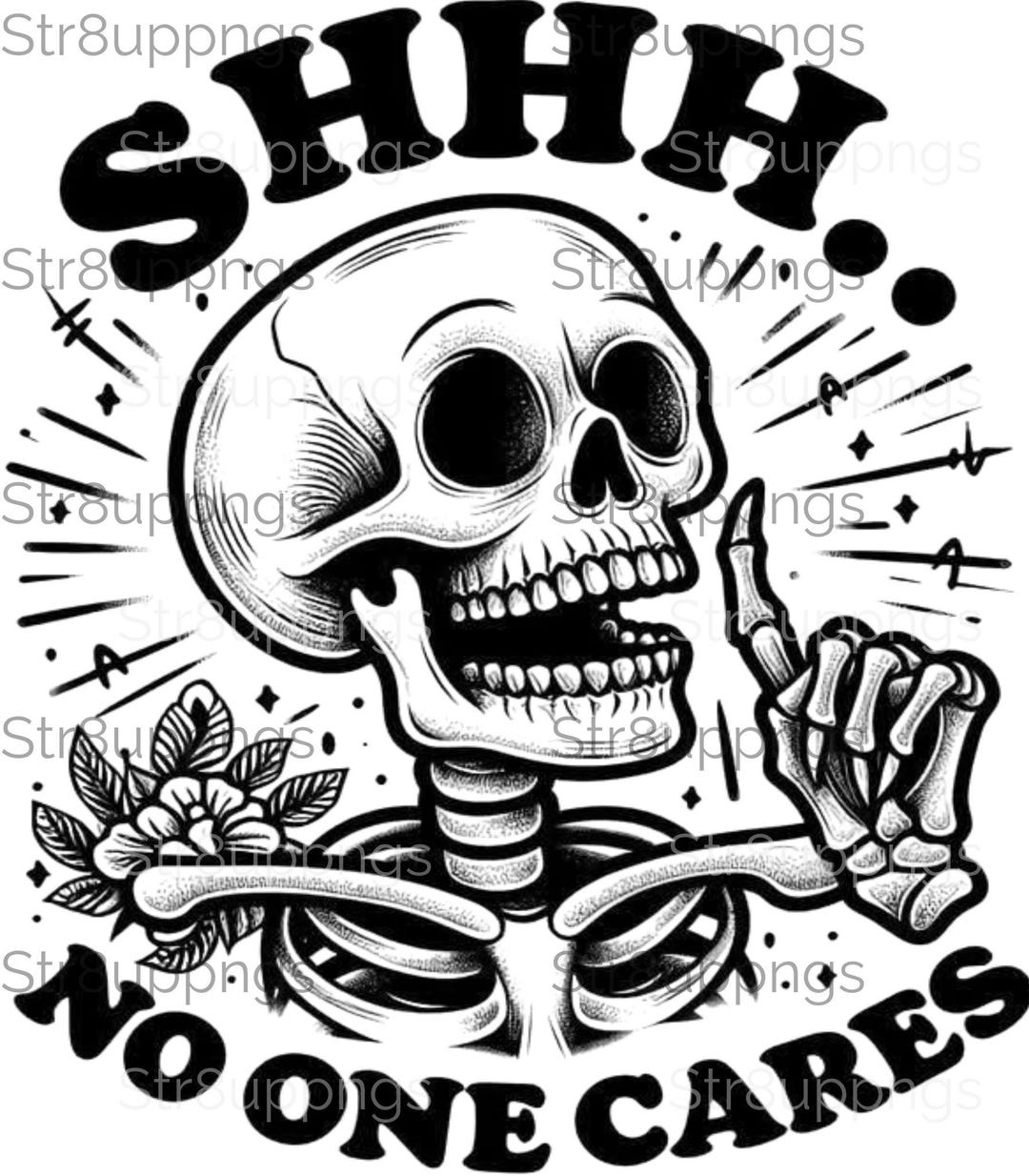 Whimsical Skeleton Clipart With Shushing Gesture and SHHH.. NO ONE ...