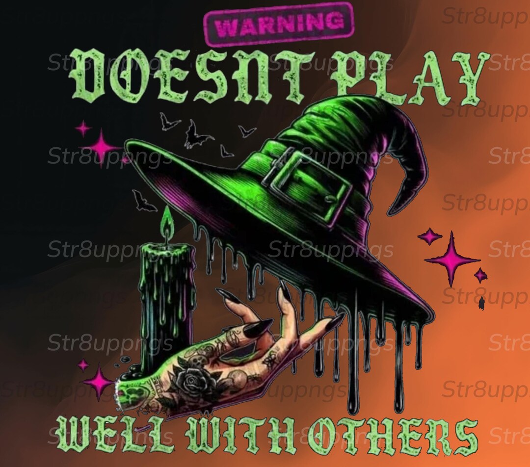 Whimsical Witch Warning Clipart Does Not Play Well With Others Instant ...