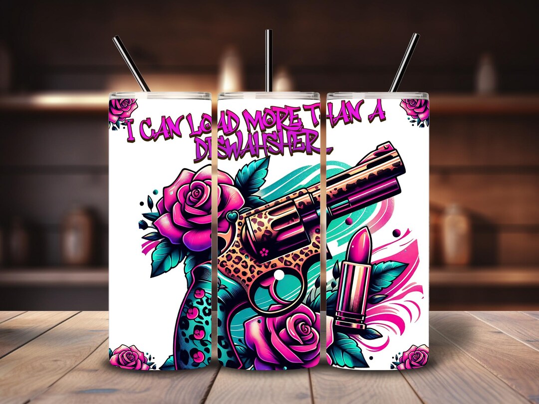 Edgy Feminine Clipart: Gun, Roses, Lipstick Design (digital Download ...