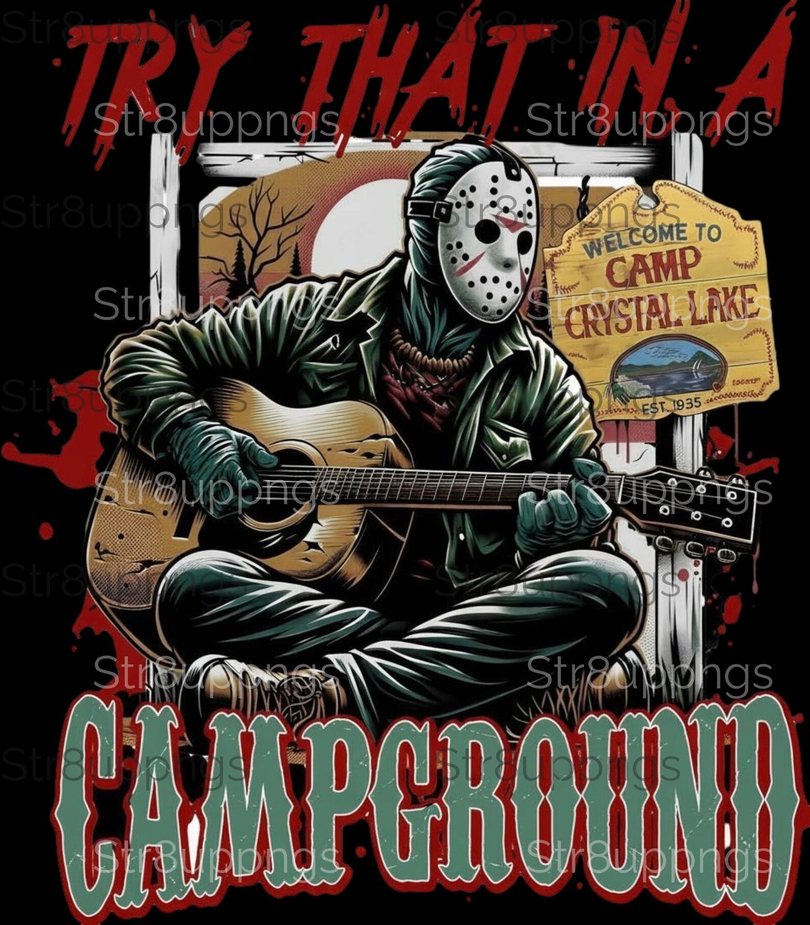Campground Horror Jason Mask PNG: Funny Camping Sublimation Design ...