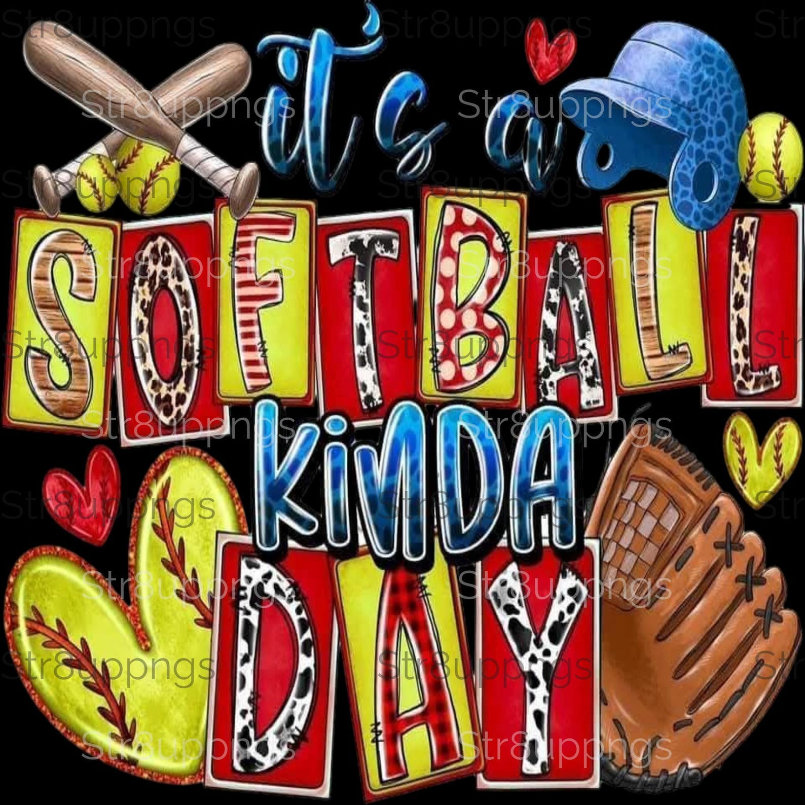 It's a SOFTBALL Kinda DAY - Vibrant Clipart for Softball Lovers ...