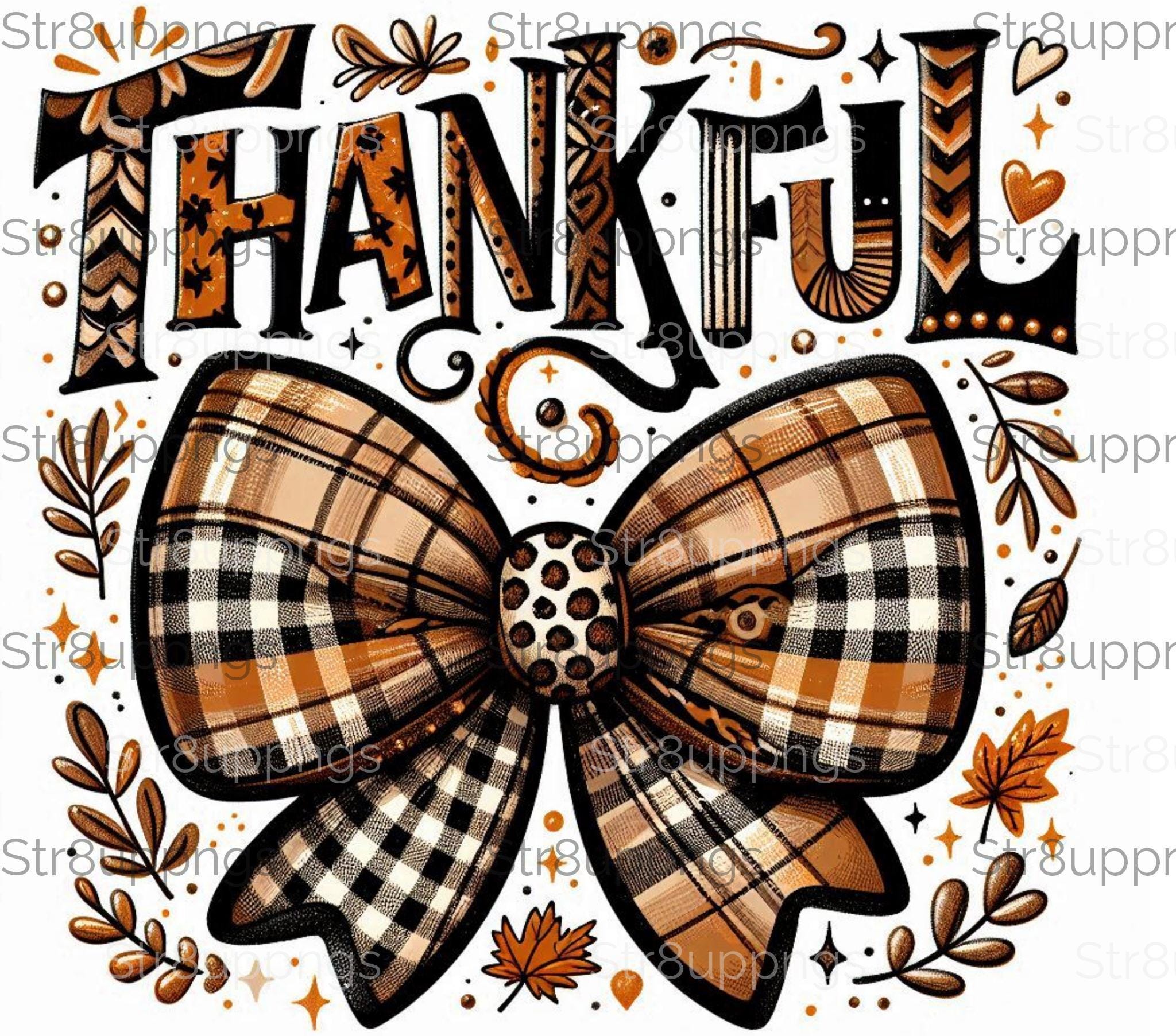 Thankful Clipart Design With Bold Patterns and Cozy Bow for Autumn ...