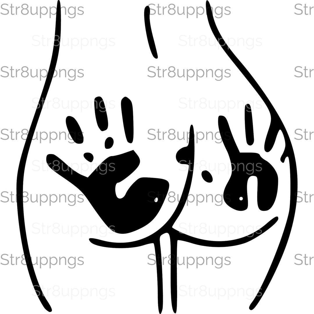 Playful Handprint Illustration on Buttocks Minimalist Clipart for Fun ...