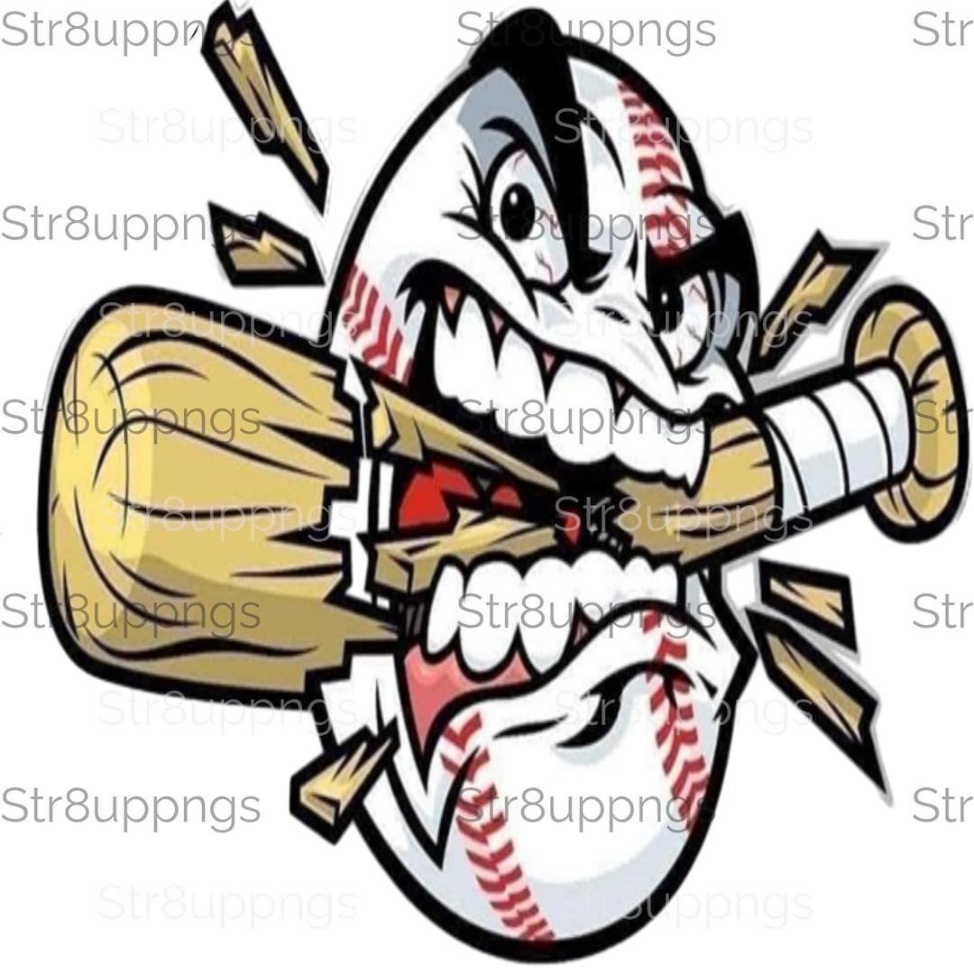 Fierce Cartoon Baseball Biting Bat - Clipart for Instant Download and ...