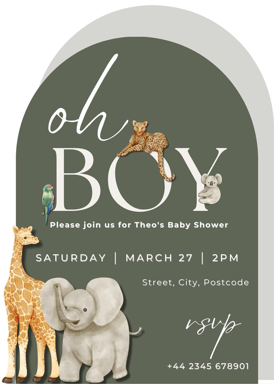 Zoo Animal Baby Shower Invitation Editable Safari Theme Invite ...