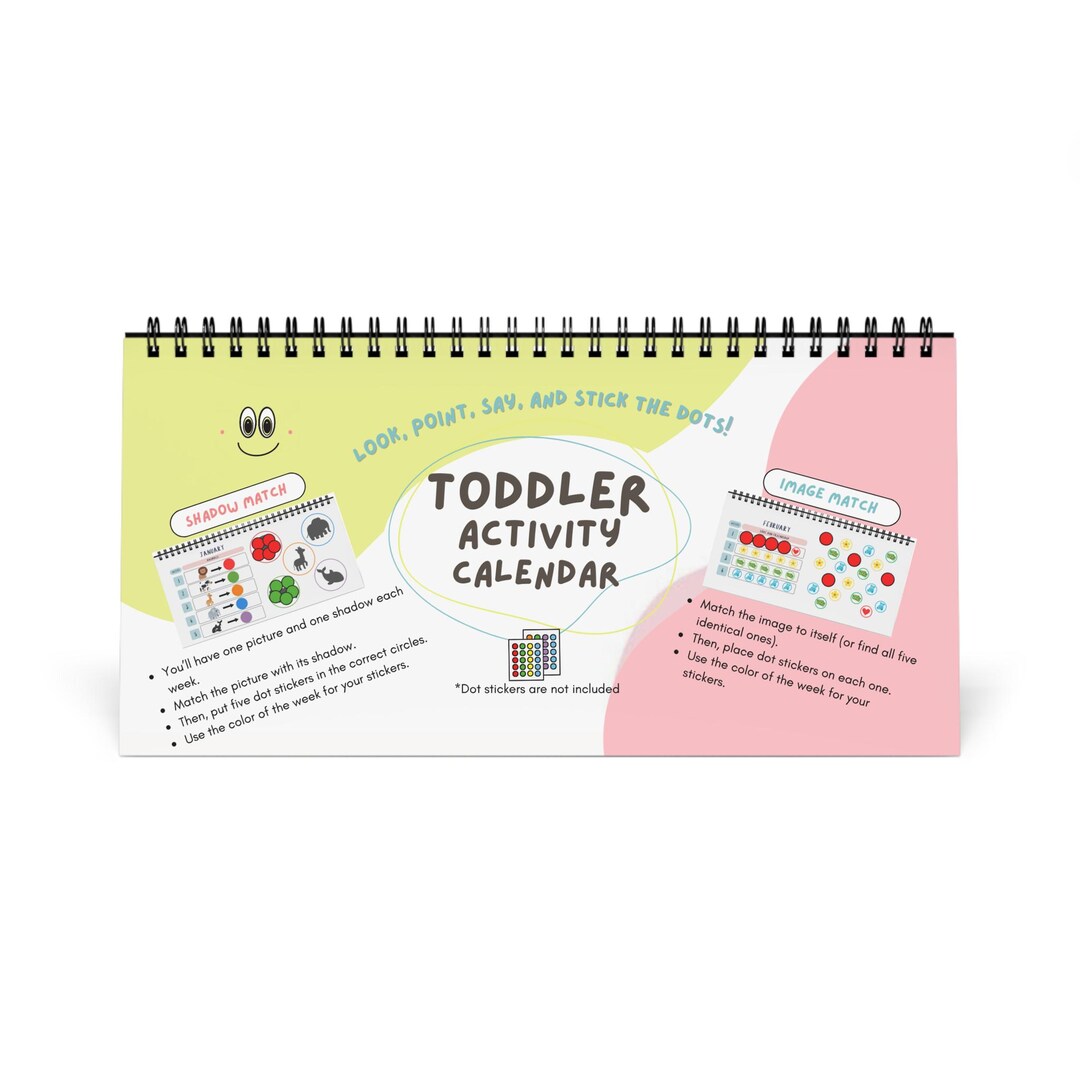 Toddler Activity Calendar - Look, Point, Say, and Stick the Dots - Dot ...