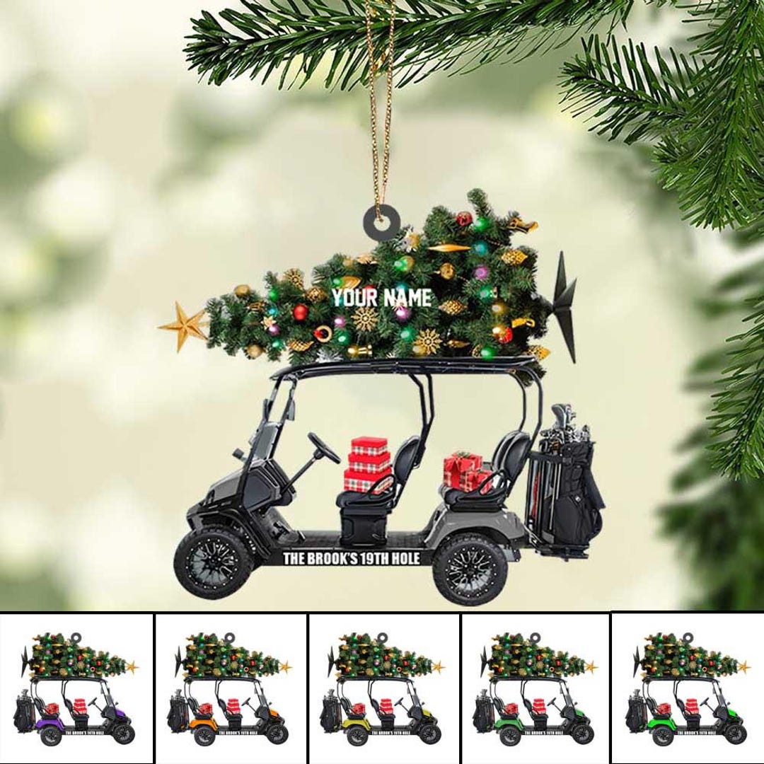Personalized Color Name Golf Cart Christmas Tree Ornament 2024, Golf ...