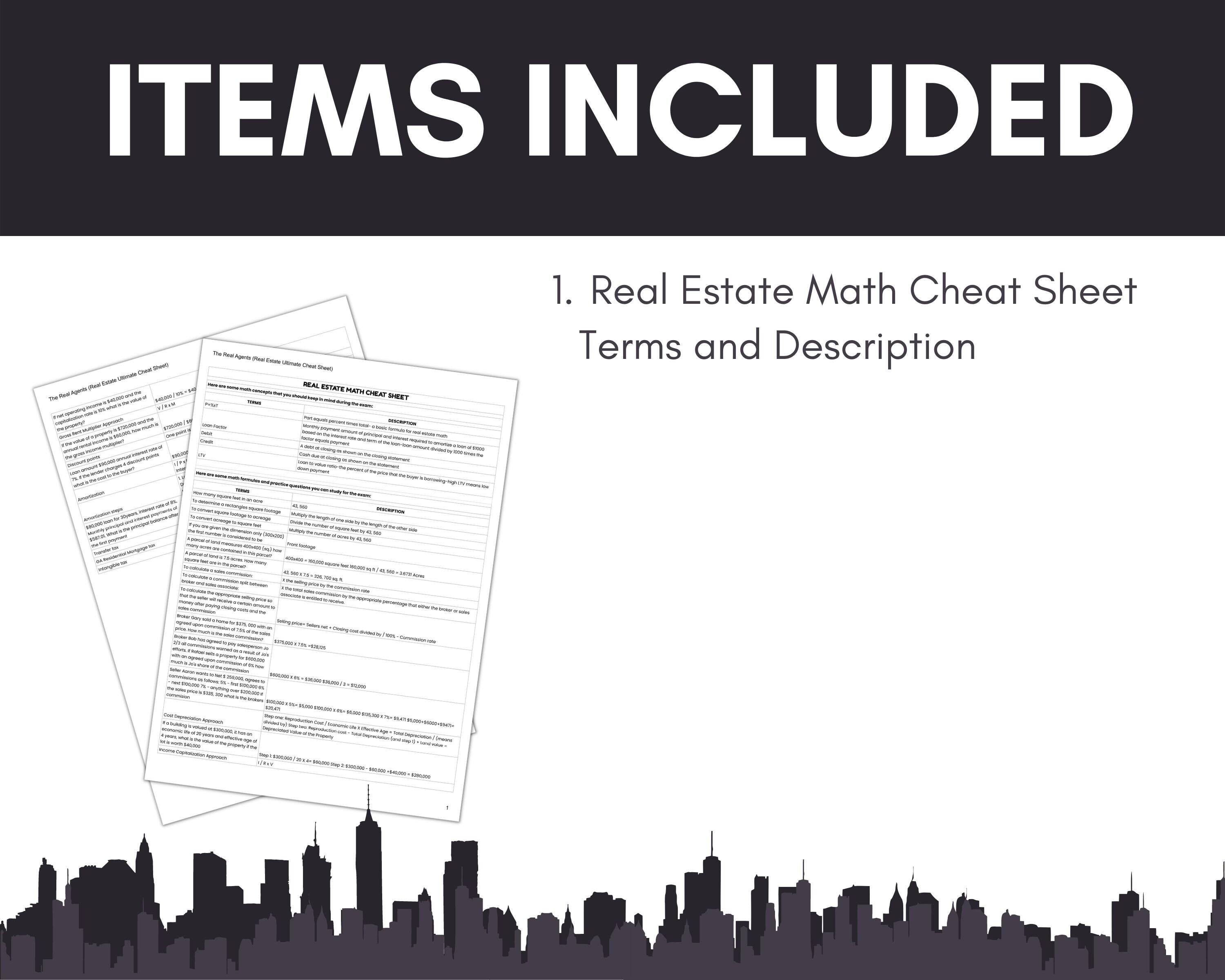 Real Estate Math Cheat Sheet - Etsy