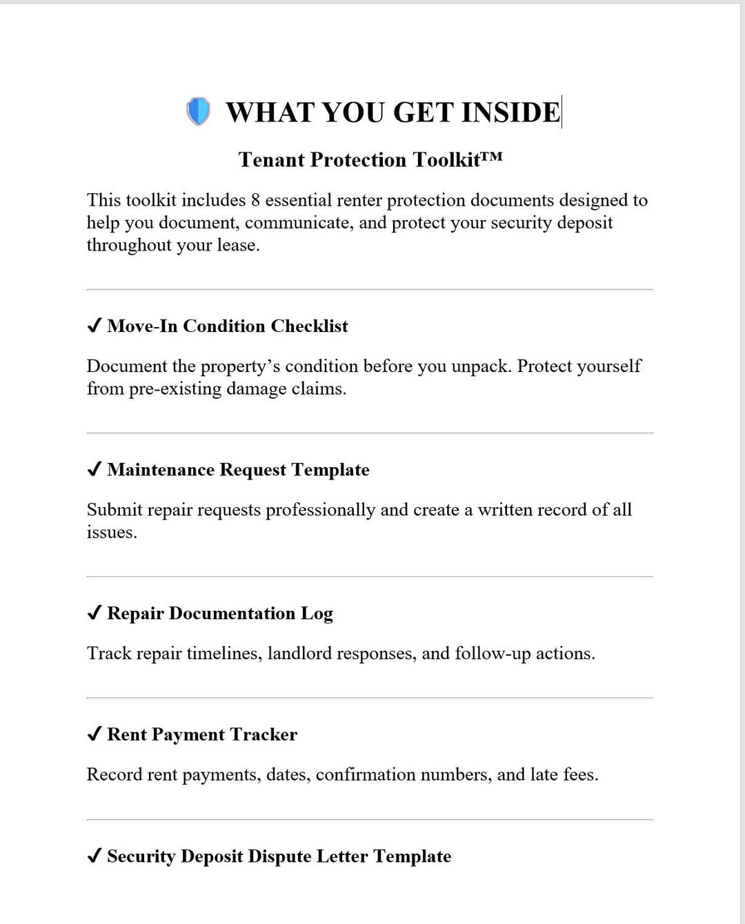 Tenant Protection Toolkit™ | 8 Essential Rental Forms | Security ...
