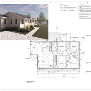 Cape Cod-style Home Architectural Construction Drawing Set | 4 Beds, 2 ...