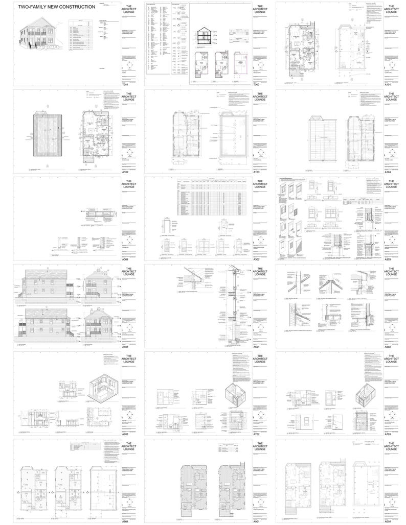 Complete Architectural Construction Drawing Set for Two-family ...