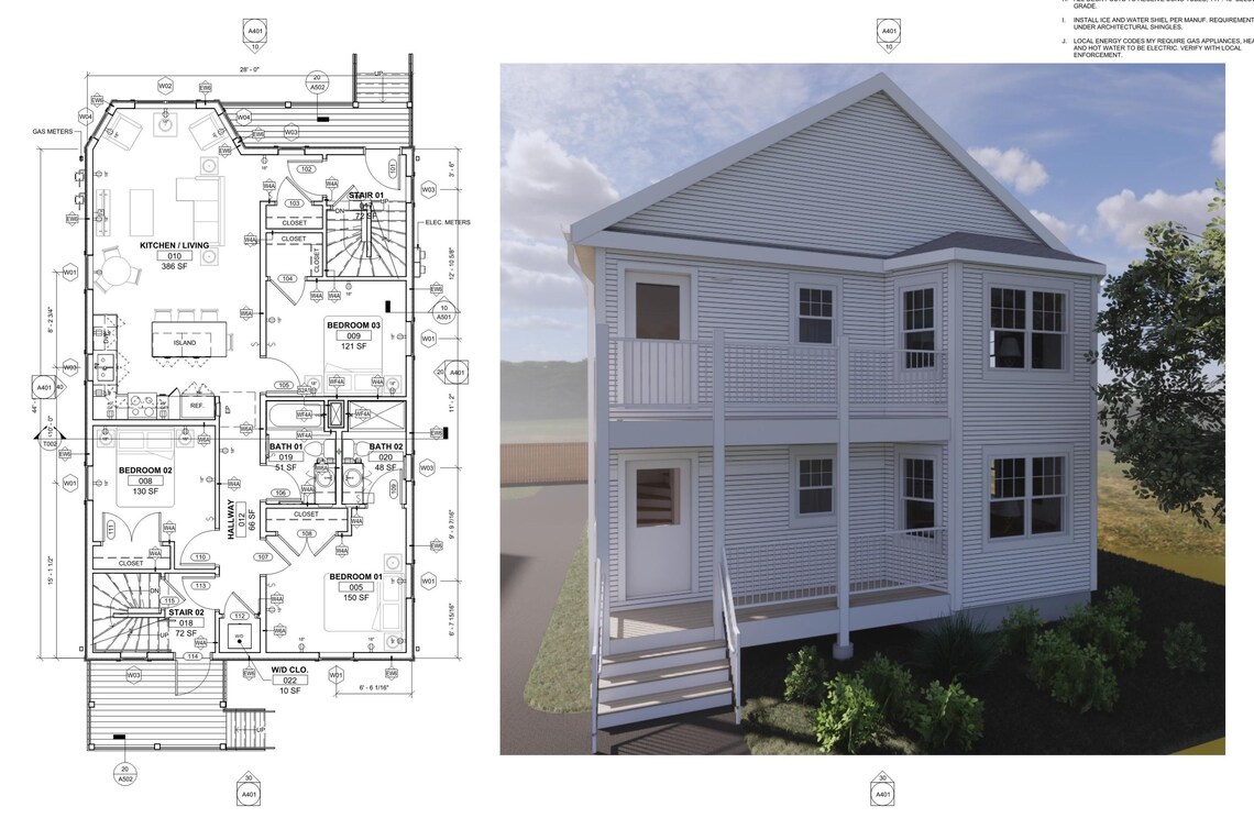 Complete Architectural Construction Drawing Set for Two-family ...