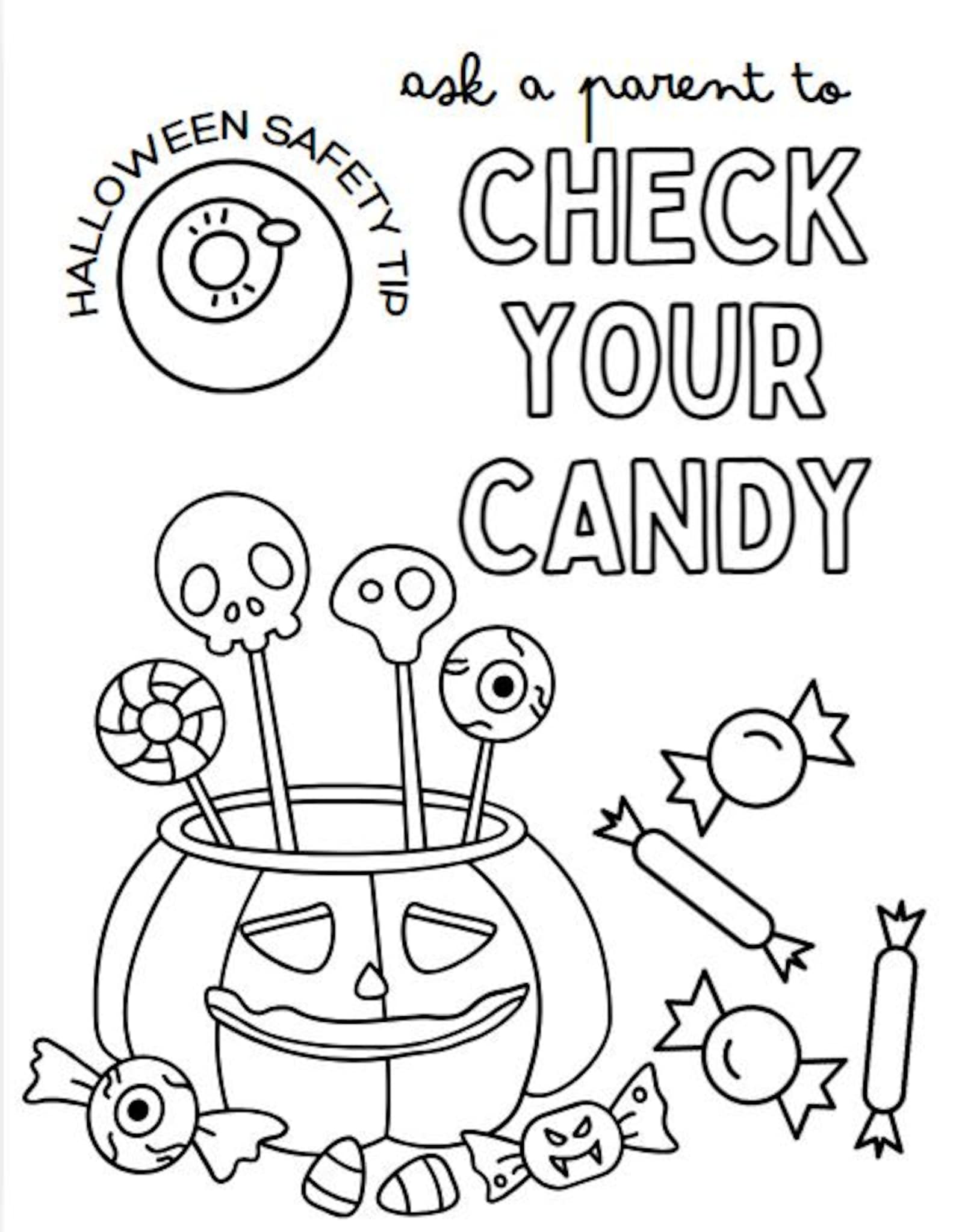 Halloween Coloring Candy -safety Tips - Etsy
