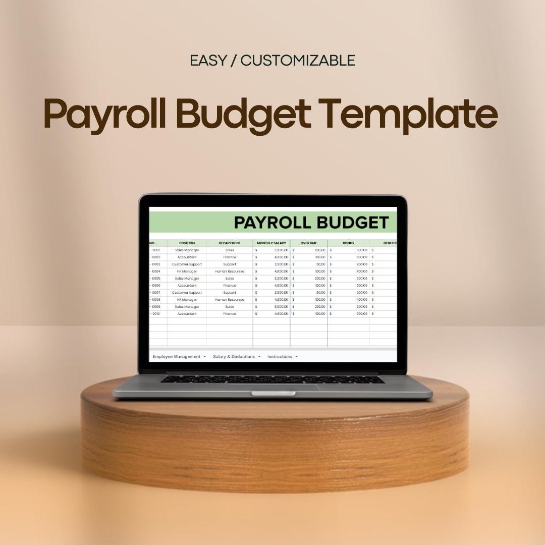 Payroll Budget Template, Editable Google Sheets, Digital Download ...