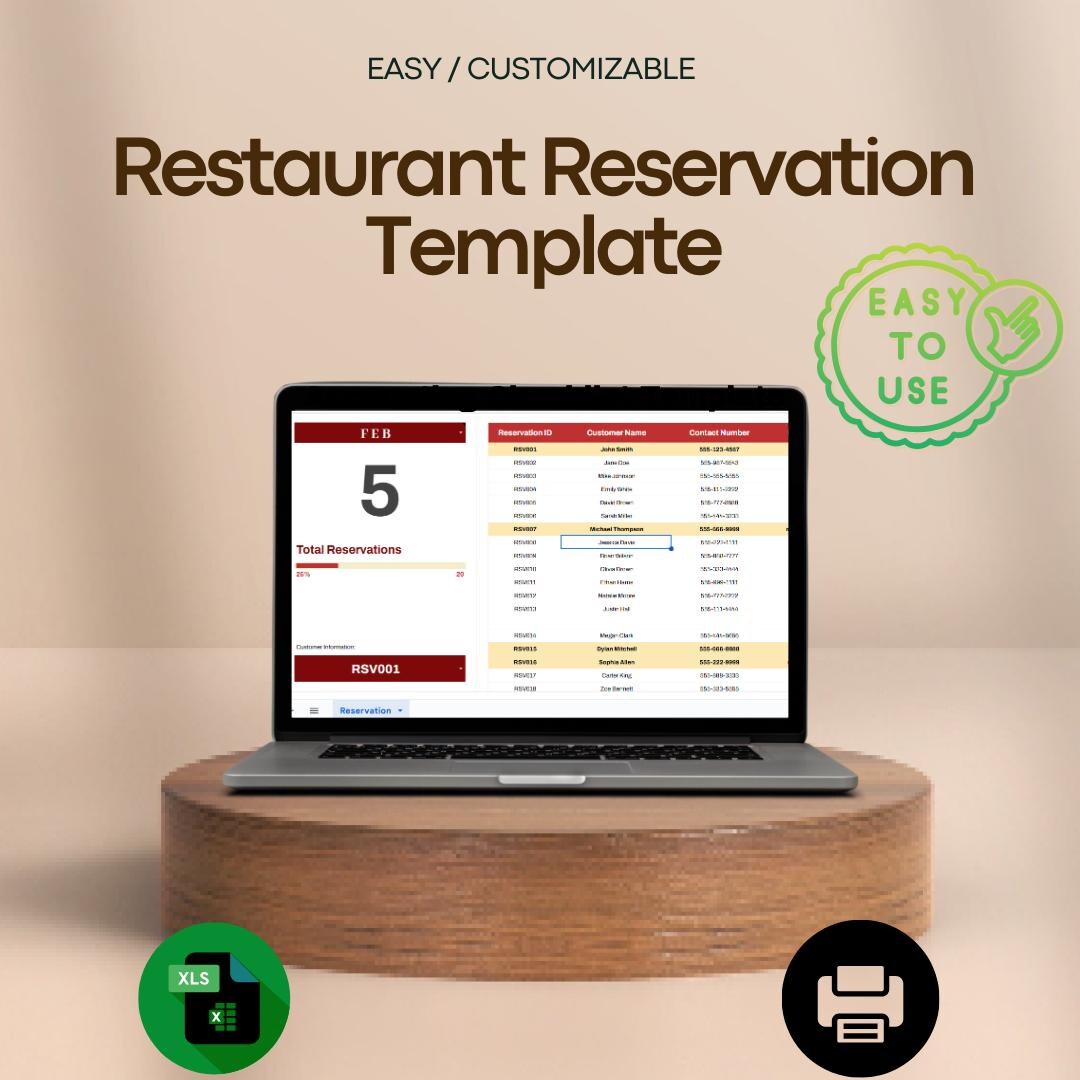 Restaurant Reservation Template, Editable Google Sheets, Table Booking ...