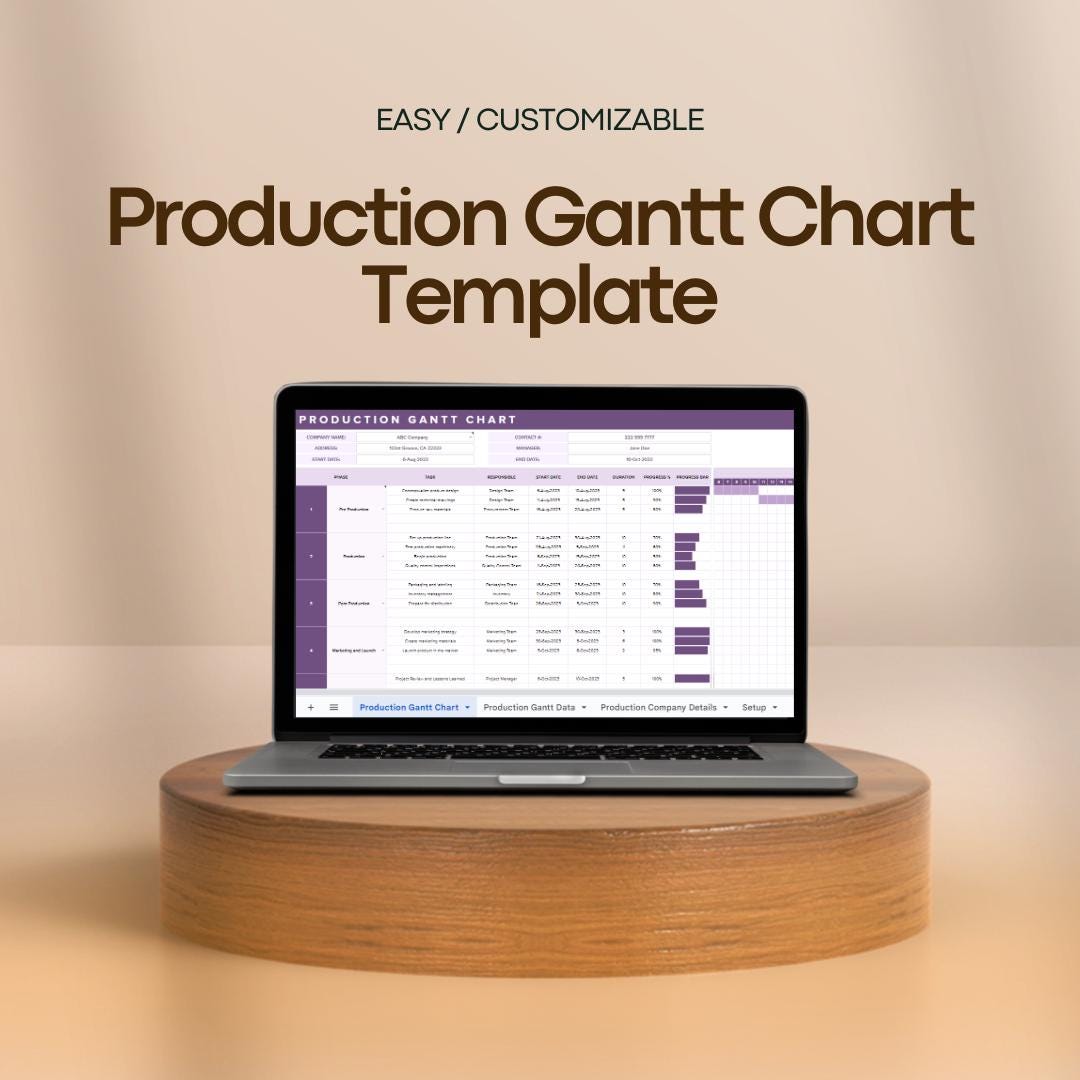 Production Gantt Chart Template Editable Project Planner, Google Sheets ...