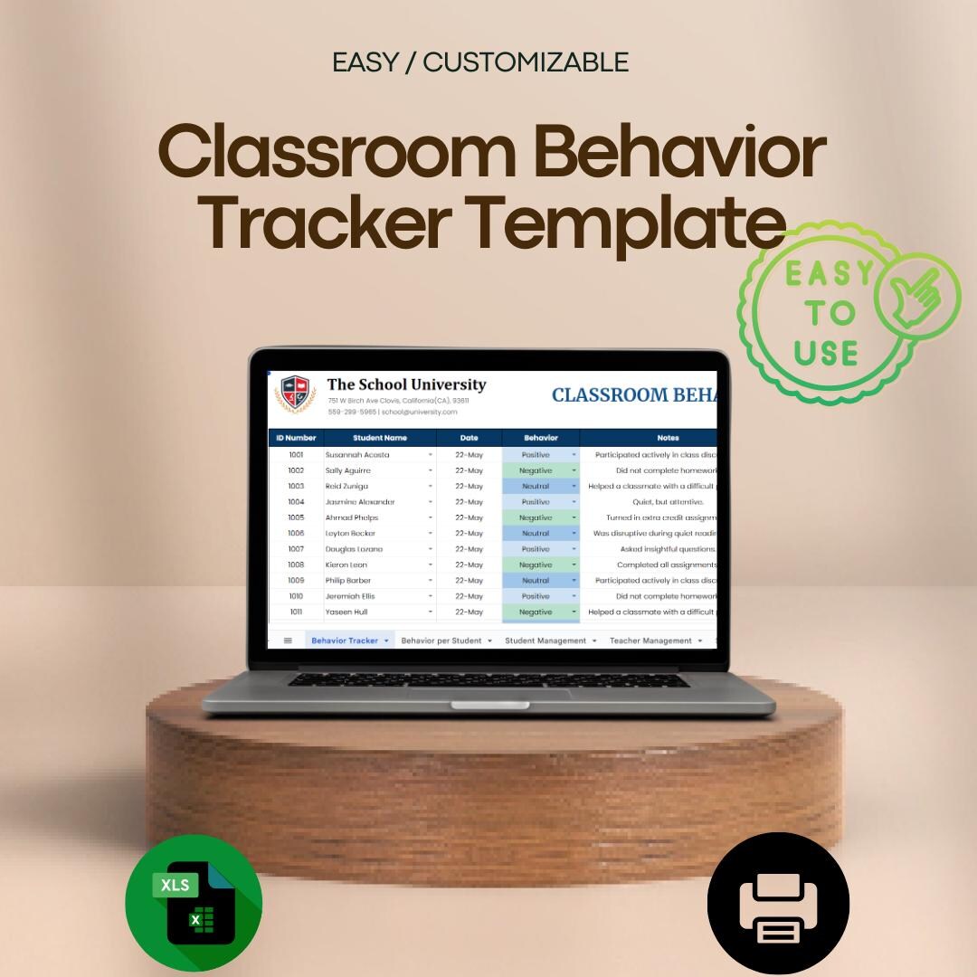 Classroom Behavior Tracker Template, Editable Google Sheets, Digital ...