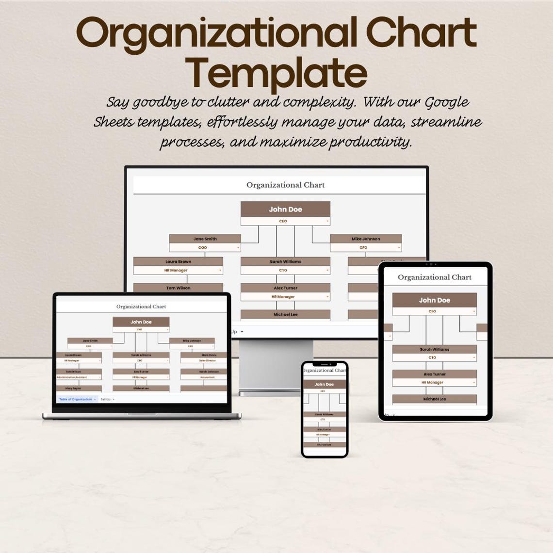 Organizational Chart Template, Editable Google Sheets,customizable ...