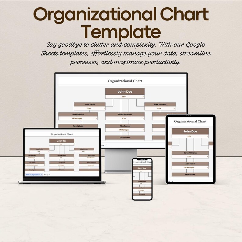 Organizational Chart Template, Editable Google Sheets,customizable ...