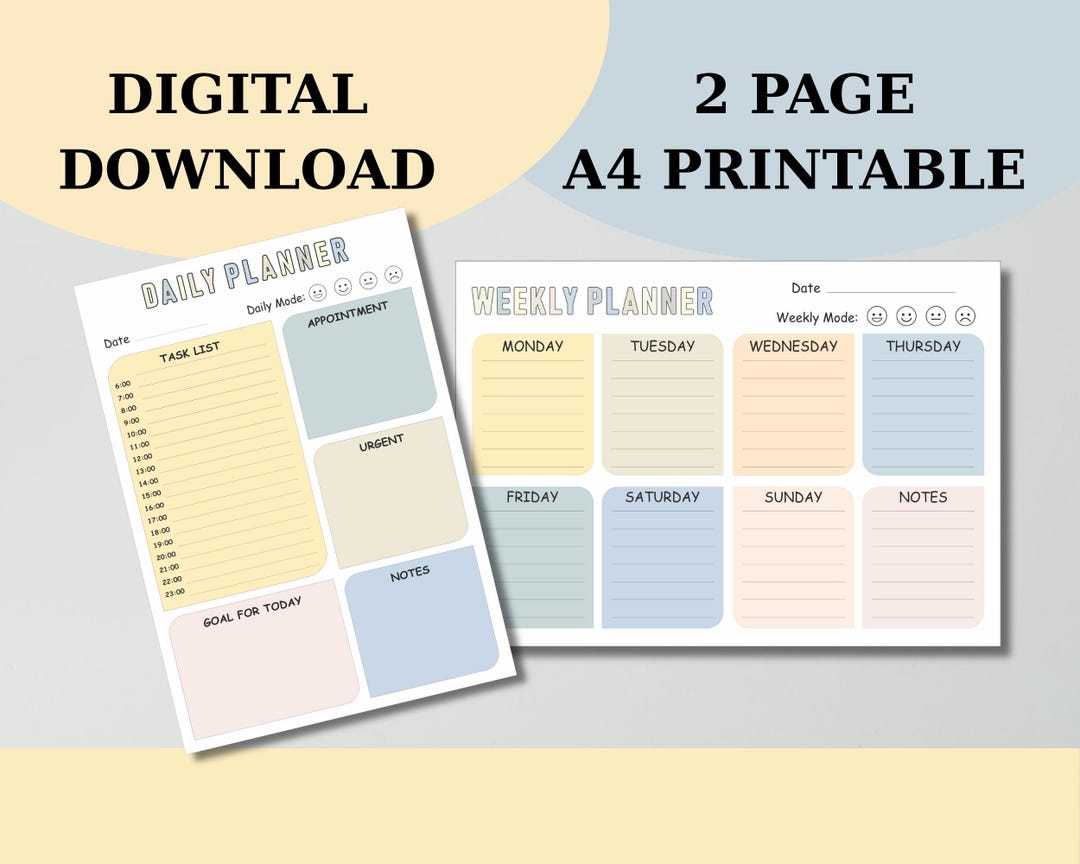 Printable Minimalist Daily & Weekly Planner Template: Simple Schedule ...