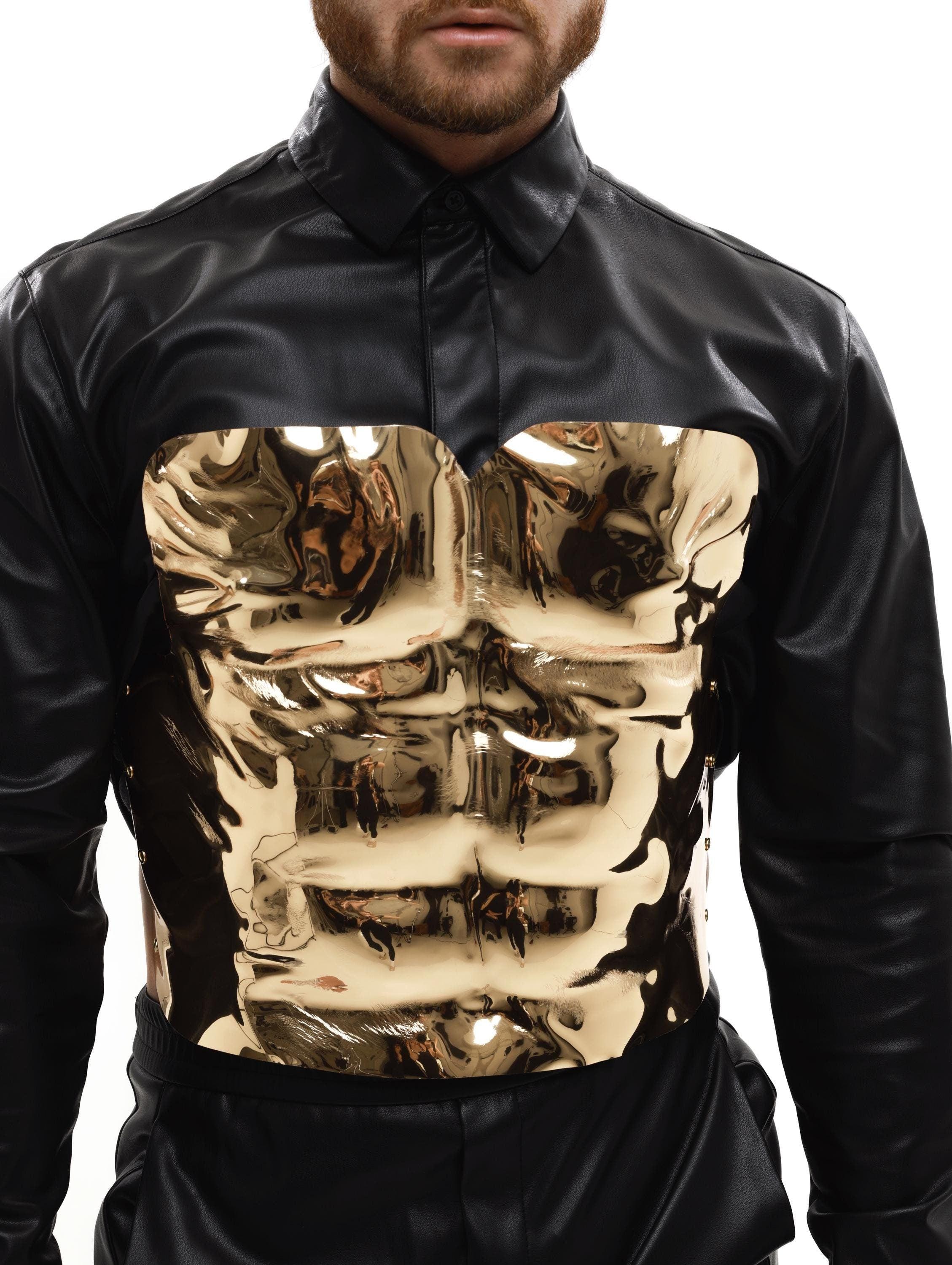 Mens Golden Armor Corset, Christmas Cuirass Breastplate, Gay New Year ...