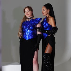 Blue Acrylic Corset, Photoshoot Outfit, Cuirass Multicolored Corset Top ...