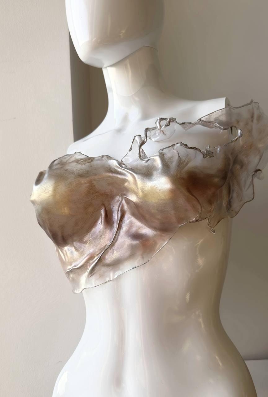 Transparent Top, Golden Custom Handmade Breastplate, Plastic Crop Top ...