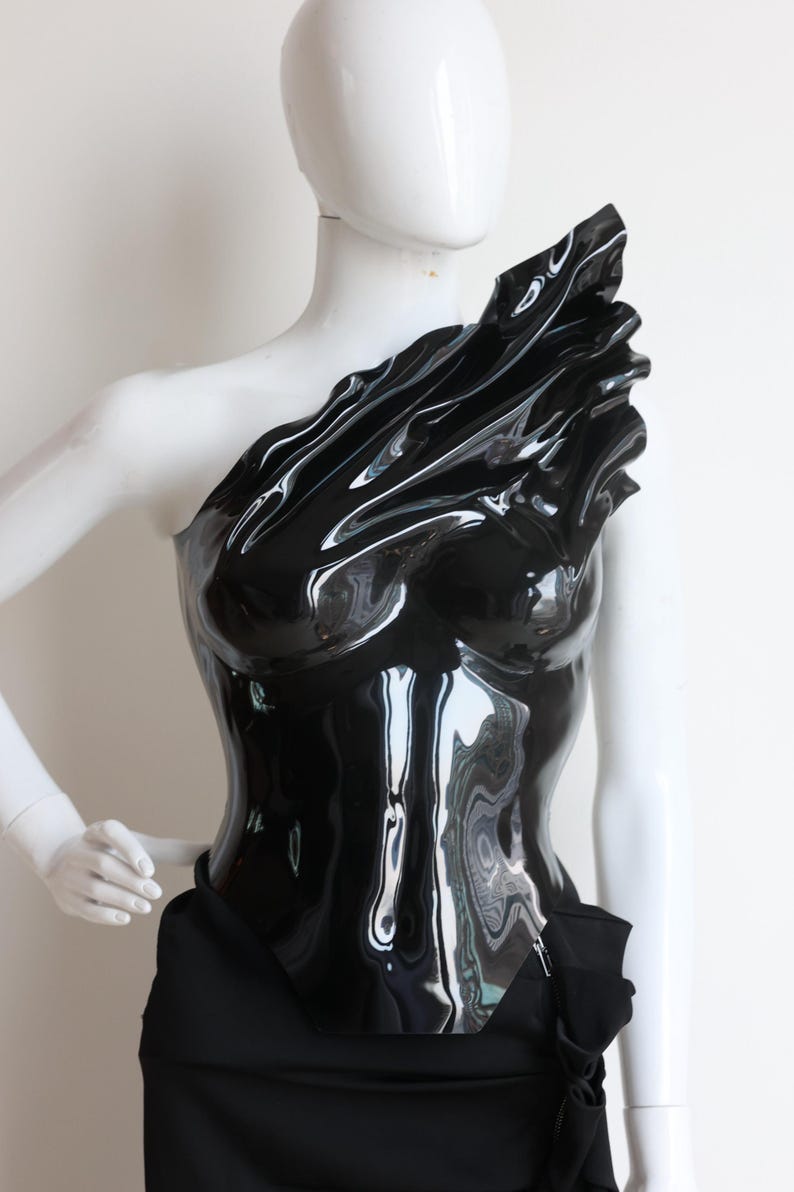 Black Wing Corset, Dark Angel Gothic Armor, Asymmetric Crow Bustier ...