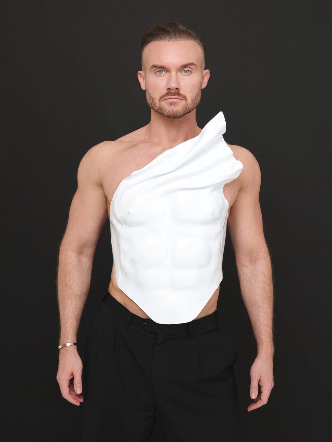 Mens White Corset, Male Drag King Outfit, Pride Queer Fashion Top ...