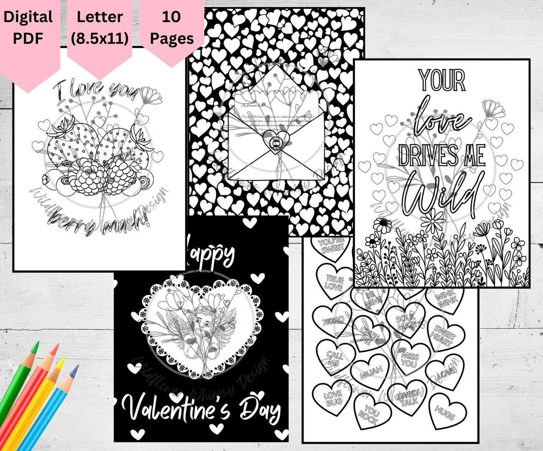 Valentine Themed Coloring Sheets | Coloring Pages for Adults ...