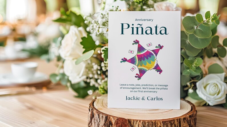 Plantilla de letrero de mesa con piñata de 5 x 7, letrero de mesa ...