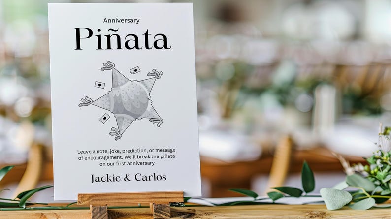 8x10 Piñata Table Sign Template Variant, Minimalist Printable Table ...