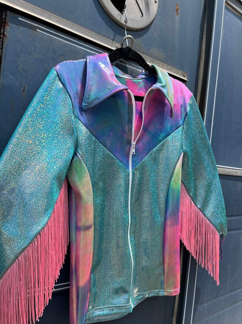 Seafoam Sparkly Rodeo Shirt With Full Separating Front Zipper and Snap ...