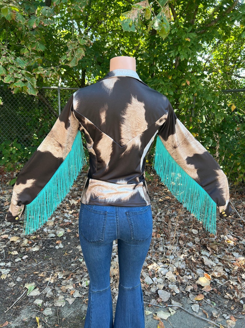 Brown/tan Cow Print Rodeo Shirt With Full Separating Front Zipper and ...