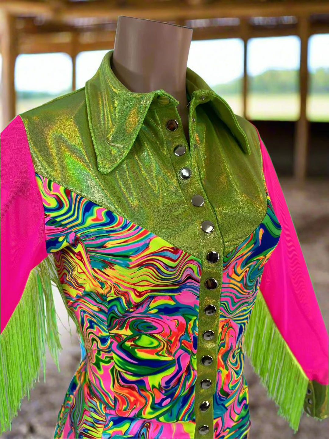 Neon Flux Mesh Sleeve Full Separating Snap Front and Snap Cuffs Kids or ...