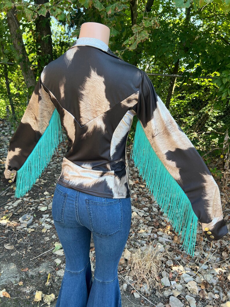 Brown/tan Cow Print Rodeo Shirt With Full Separating Front Zipper and ...