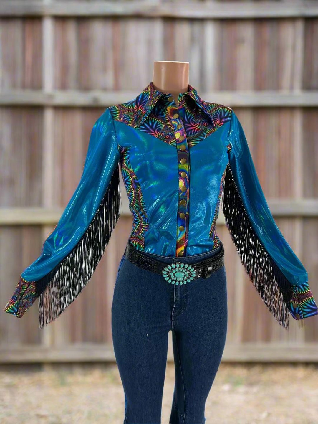 Radioactive Peacock Snap Front Rodeo Shirt With Snap Cuffs Kids or ...