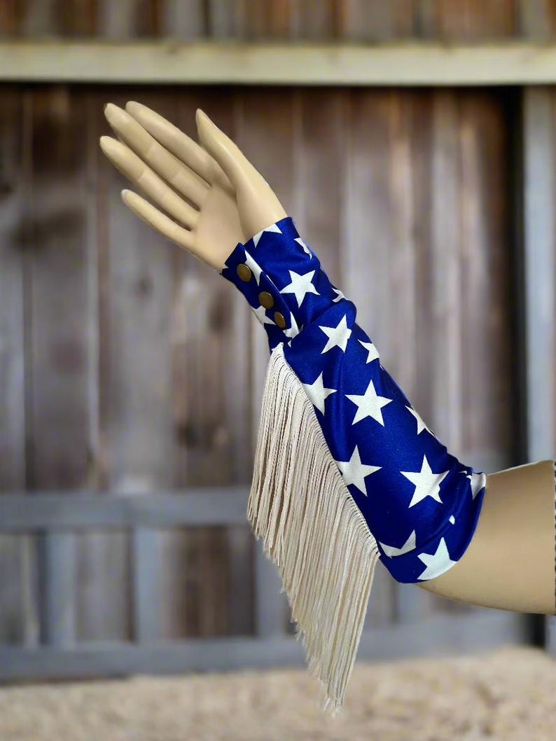 Western Style Snap Cuff Gauntlet Sleeve Covers With Fringe (adult Size ...