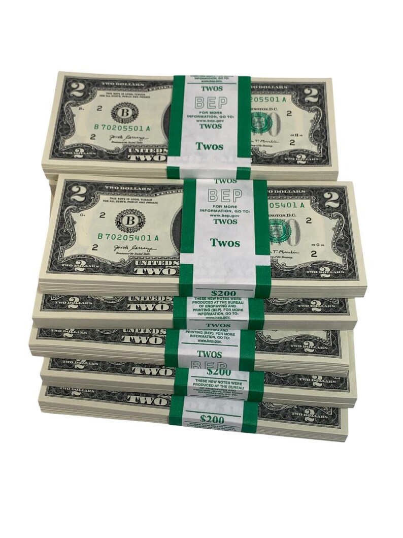 Two (2) Dollar Bills - Uncirculated Sequential New York Federal Reserve ...