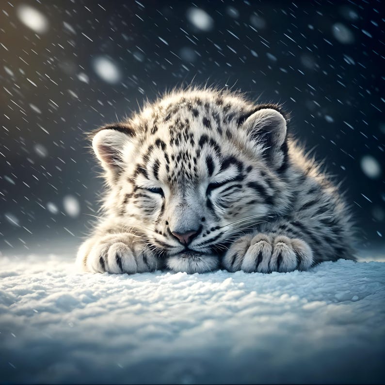 Snow Leopard Art Print Digital Download Digital Print 1 Image JPEG HD ...