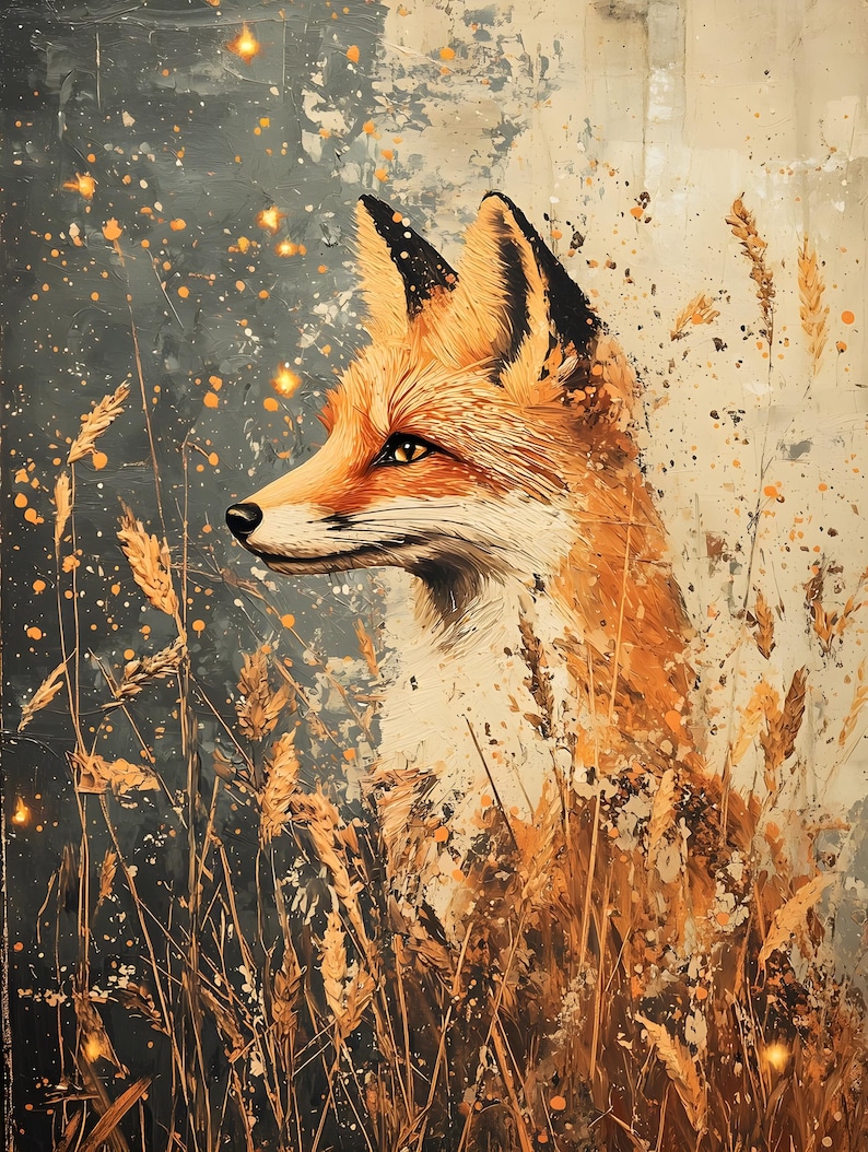 Cute Fox Art Print | Digital Download | Digital Print | 1 Image | JPEG ...